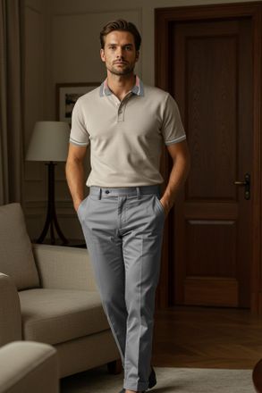Trendyol MAN Herren Beige Einfarbig Kurz Regular Fit Poloshirts