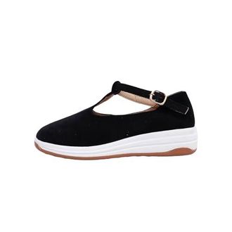 Generic Chaussures compens&eacute;es pour femme - Confortables et d&eacute;contract&eacute;es - Bout rond - Couleur unie - Tendance - Antid&eacute;rapantes - Avec sangle &agrave; boucle - Loisi