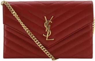 Saint Laurent Portefeuille &agrave; cha&icirc;ne Envelope Pre-owned - Femme - Pre-owned - Rouge - Taille: ONE Size
