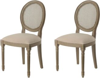 M&S Collection M&s - Lot de 2 chaises en bois naturel et tissu taupe - medaillon
