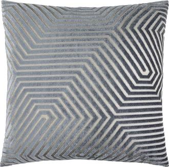 Riva Paoletti Evoke Kissen mit Samt- und Federfüllung - luxuriöses dekoratives quadratisches Kissen mit Chevron-Muster und Füllung (Anthrazit - 55x55cm), Holzkohle