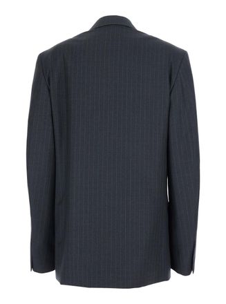 Gucci Womens Jacket Single-Breasted Pinstripe Grey Wool Blazers