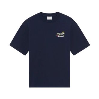 Dr&ocirc;le de Monsieur Vine Embroidered Slogan T-Shirt - - Tops - Damen - Blau - XL