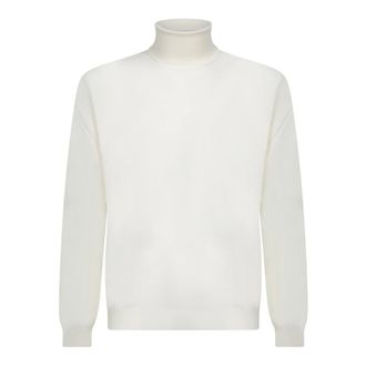 Dell'Oglio Homme, Pulls, Blanc, Taille: 2XL Tricot Blanc pour Hommes Modernes