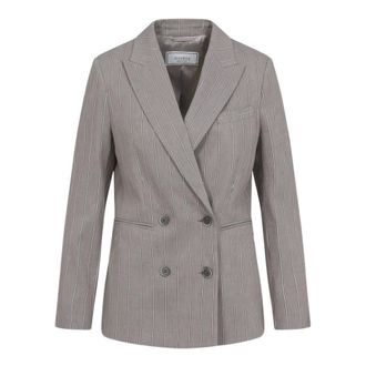 PESERICO Femme, Vestes, Brun, Taille: 42 FR Linen and Cotton Twill Pinstripe Blazer