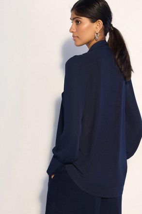 Next Langarmbluse Lang&auml;rmelige Bluse mit Schalausschnitt (1-tlg)