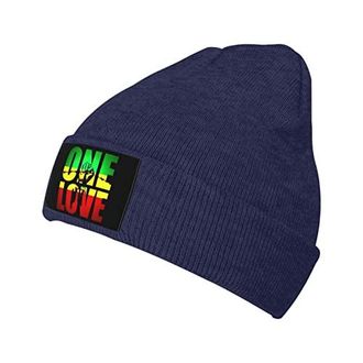 Generic Bonnet Docker Love One, Reggae Jamaïcain Confortable Knit Cuffed Beanie Respirant Skull Casquette pour À Pied Sports