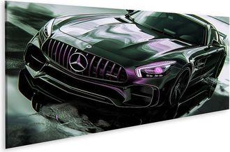 Islandburner Bild auf Leinwand Futuristischer AMG in Neonfarben f&uuml;r Wohnzimmer Autofans Autohandel Bilder Wandbilder Poster