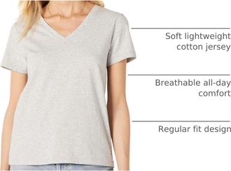 Amazon Essentials Damen Kurzarm-T-Shirt mit V-Ausschnitt, Regular Fit aus 100 % Baumwolle, Hellgrau Meliert, XL