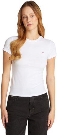 Tommy Jeans Damen T-Shirt Kurzarm Slim Rundhalsausschnitt, Wei&szlig; (White), XL