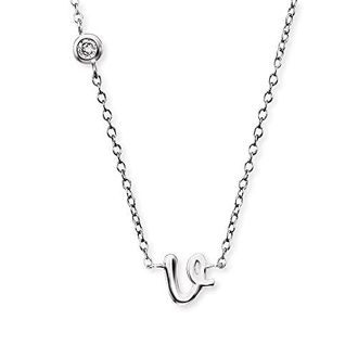 Engelsrufer Collier pour femme en argent sterling avec pendentif lettre V - serti dune pierre de zircone - Réglable en deux longueurs - Longueur : 44 cm, Länge 40