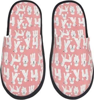 Generic Pantoufles DHiver Chiot Caniche Roses Imprim&eacute; Peluche Slippers Antid&eacute;rapant Hiver Chausson Pour Voyage Camping Femmes L