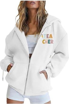 Generic Veste de surv&ecirc;tement &agrave; capuche pour femme - Veste &agrave; capuche surdimensionn&eacute;e - Fermeture &eacute;clair - Veste de sport - Manches longues - Veste de surv&ecirc;teme