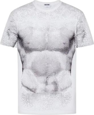 Moschino unisex, Tops, Blanc, Taille: L T-shirt imprim&eacute; en jersey de coton