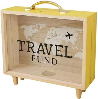 Generic Bo&icirc;te &agrave; Ticket de Voyage en Bois, Souvenir de Tickets de Voyage, Carte du Monde, D&eacute;corations de Table Modernes pour Objets de Collection