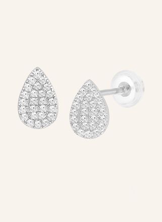 Leaf Ohrstecker Drops Aus 18 Karat Wei&szlig;gold Mit Diamanten silber