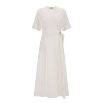 Herno Femme, Robes, Blanc, Taille: 40 FR Robe portefeuille crois&eacute;e &agrave; col en V
