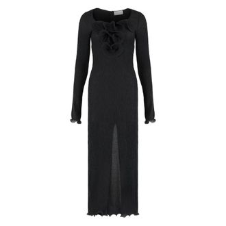 Magda Butrym Femme, Robes, Noir, Taille: 34 FR Longue Robe Maxi de Plage en Cr&ecirc;pe &agrave; Manches Longues