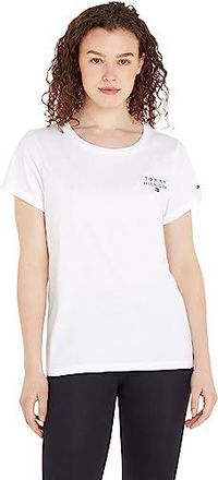Tommy Hilfiger T-Shirt Manches Courtes Femme Col Ras-du-Cou, Blanc (White), XS