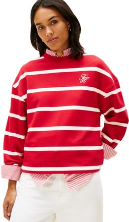 Tommy Hilfiger Damen Th Script Mdrn Terry Swtshrt Ww0Ww48431 Pullover-Sweatshirt, RED (Primary Red/Calico STP), XXL