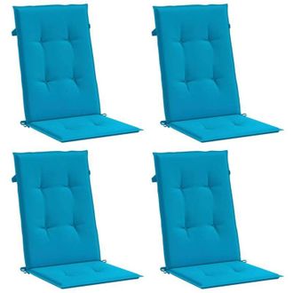 vidaXL Coussins de chaise de jardin &agrave; dossier haut lot de 4 bleu tissu vidaXL