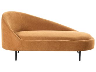 Beliani Chaiselongue Links Stoff orange gesteppt mit Metallgestell schwarz Valreas