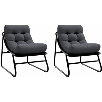 vidaXL gartenm&ouml;bel mit Kissen 2 pcs Schwarz 60,5 x 81 x 71 cm vidaXL