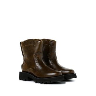 Ganni Bottines en cuir aspect us&eacute;