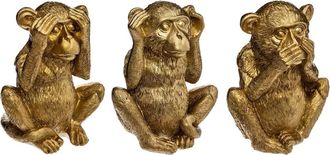 Atmosphera Atmosphera - Set aus 3 Statuen Weise Affen - Kunstharz - golden H 17 cm - Gold