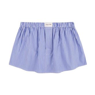 Sporty & Rich Femme, Jupes, Bleu, Taille: 40 FR Signature Logo Poplin Skirt
