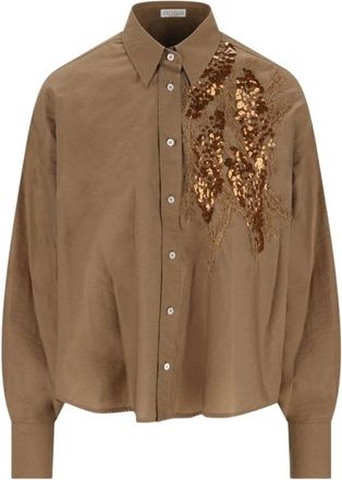 Brunello Cucinelli Femme, Blouses et Chemises, Brun, Taille: 40 FR Chemise
