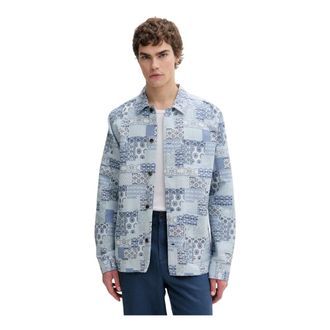 Les Deux Surchemise en jacquard patchwork - Homme - Vestes - Bleu - Taille: S