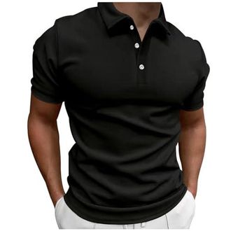 Generic Chemises de golf d&eacute;contract&eacute;es unies &agrave; manches courtes et col rabattable, extensible, classique, respirant, l&eacute;ger, haut de sport, gym, entra&icirc;nement, c