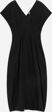Arket Kleid Mit V-Ausschnitt Und Falten -Schwarz