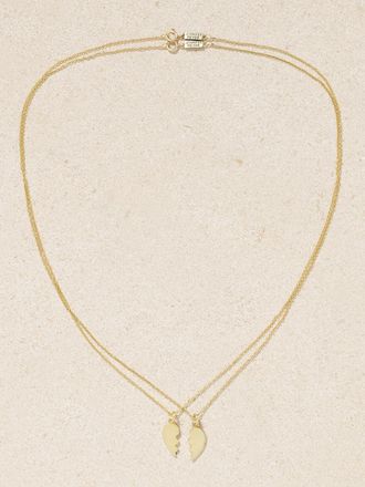 Jennifer Meyer Set Aus Zwei Mini Piece Of My Heart Ketten Aus 18 Karat Gold