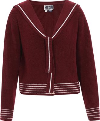 Dreimaster Dreimaster Strickjacke Frauen weinrot cremewei&szlig;