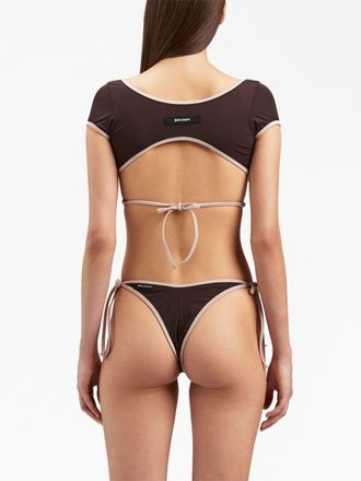 Palm Angels Wrap Cap-Sleeve Bikini Top - Brown