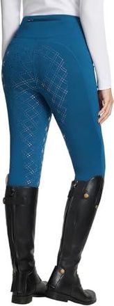 Baleaf Legging déquitation doublé en polaire pour femme - Pantalon déquitation thermique - Poches, bleu, XL