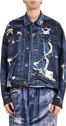 Miharayasuhiro Mihara Yasuhiro, Homme, Vestes, Bleu, Taille: S Veste Imprim&eacute;e Trompe-loeil Archive