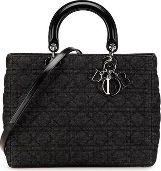 Dior Hobo Bags - Large Denim Cannage Lady Dior - Gr. unisize - in Schwarz - f&uuml;r Damen