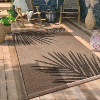 Paco Home Paco Home - Tapis Exterieur Terrasse Salon Cuisine Motif Boho Motif Fleuri Geometrique 160x220 cm, Beige 2