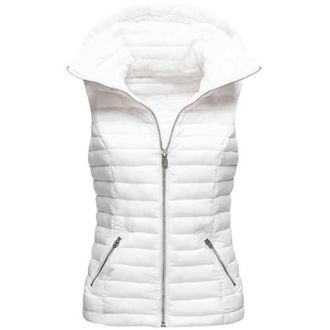 Generic Gilet unisexe d&eacute;contract&eacute; uni poche zipp&eacute;e ample sans manches veste &agrave; capuche gilet Gizmo, blanc, 3XL