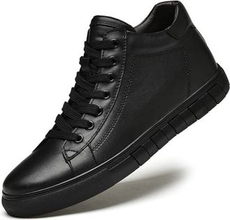 Generic Chaussures décontractées en cuir pour homme - Chaussures de marche légères et confortables, Peluche noire, 42 2/3 EU