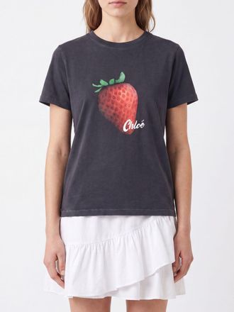 Chlo&eacute; T-shirt slim fit en coton avec imprim&eacute; fruits et logo