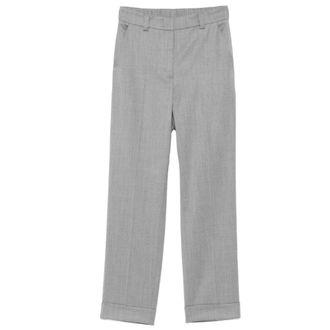PESERICO Graue Straight Leg Hose mit Umschlag am Saum - - Trousers - Damen - Grau - S