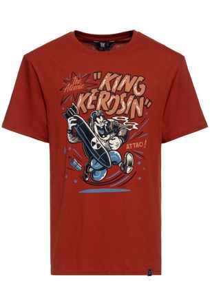 King Kerosin Herren T-Shirt &middot; Cartoon &middot; Printshirt &middot; Comic &middot; Mit Patch Am Saum &middot; 50s &middot; Vintage &middot; Retro &middot; Artwork &middot; Rundhals &middot; Regular Fit &middot; Kurzarm &middot; Baumwolle &middot; T