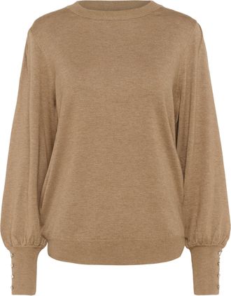 Kaffe Strickpullover KAlizza Damen Strickpullover Langarm Rundhals Mode Pulli XL, Toasted Coconut Melange XL