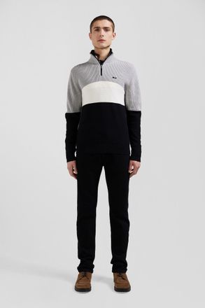 Eden Park Pull Col Camionneur Montant En Coton Gris &Agrave; Jeux De Maille Coupe Regular