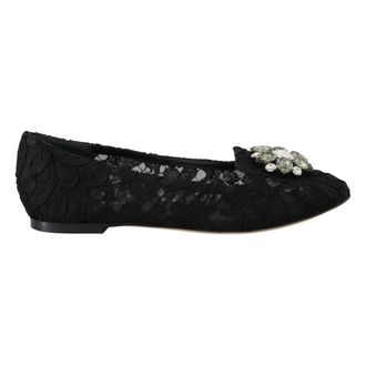 Dolce & Gabbana Elegante flache Vally-Schuhe mit floraler Spitze - - Shoes - Damen - Schwarzk - 35 EU