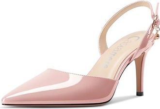 Castamere Femmes Slingback Fermé Pointu Bout Aiguille Talon Heel Slip-on Dress Mariage Décontracté Chaussures 8 CM Heels Rose Pâle 37 EU